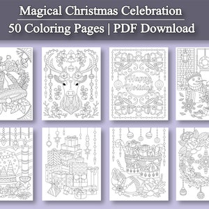 Adult Coloring Book: Magical Christmas Adult Coloring Pages | 50 ...