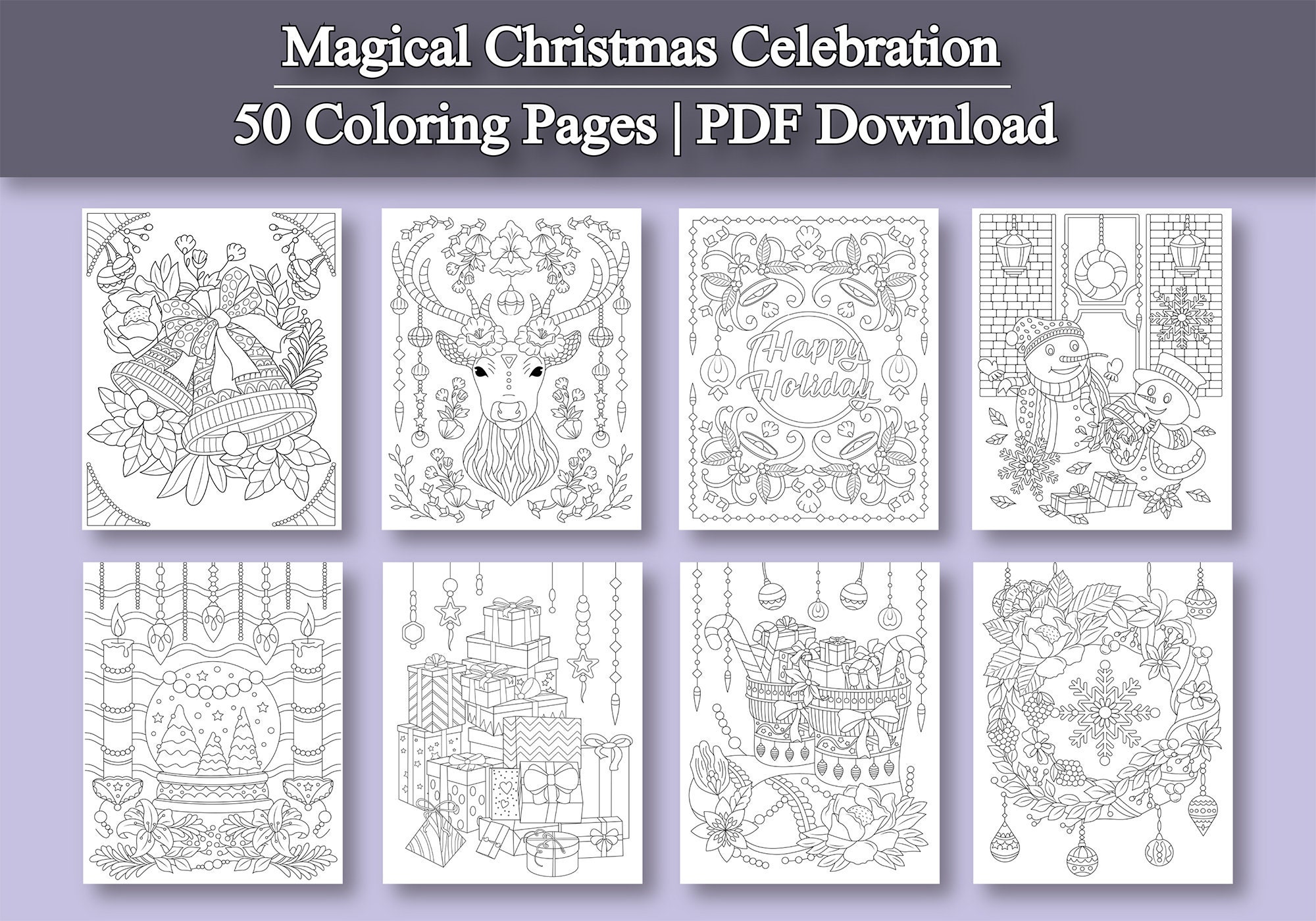 Adult Coloring Book: Magical Christmas Adult Coloring Pages - Etsy