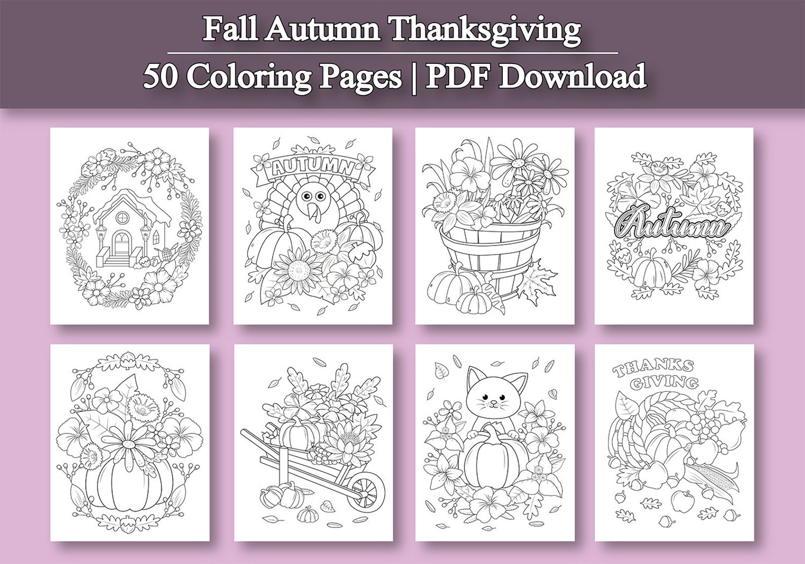Adult Coloring Book: Autumn/thanksgiving/fall Coloring Pages for Adults ...