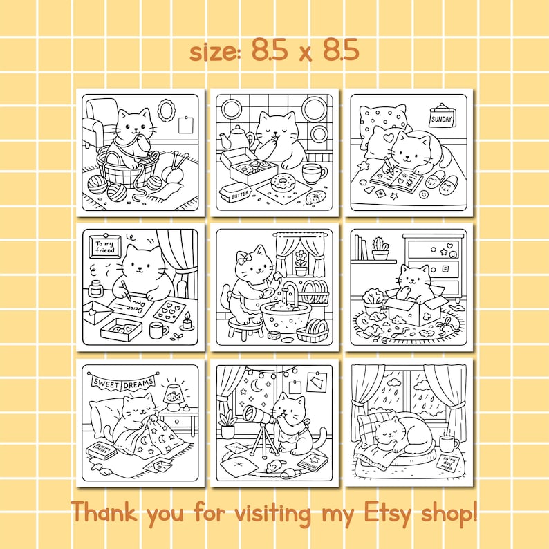 Cat Moment Coloring Book, Cat Life Coloring Pages, Meow Moment, Bold ...