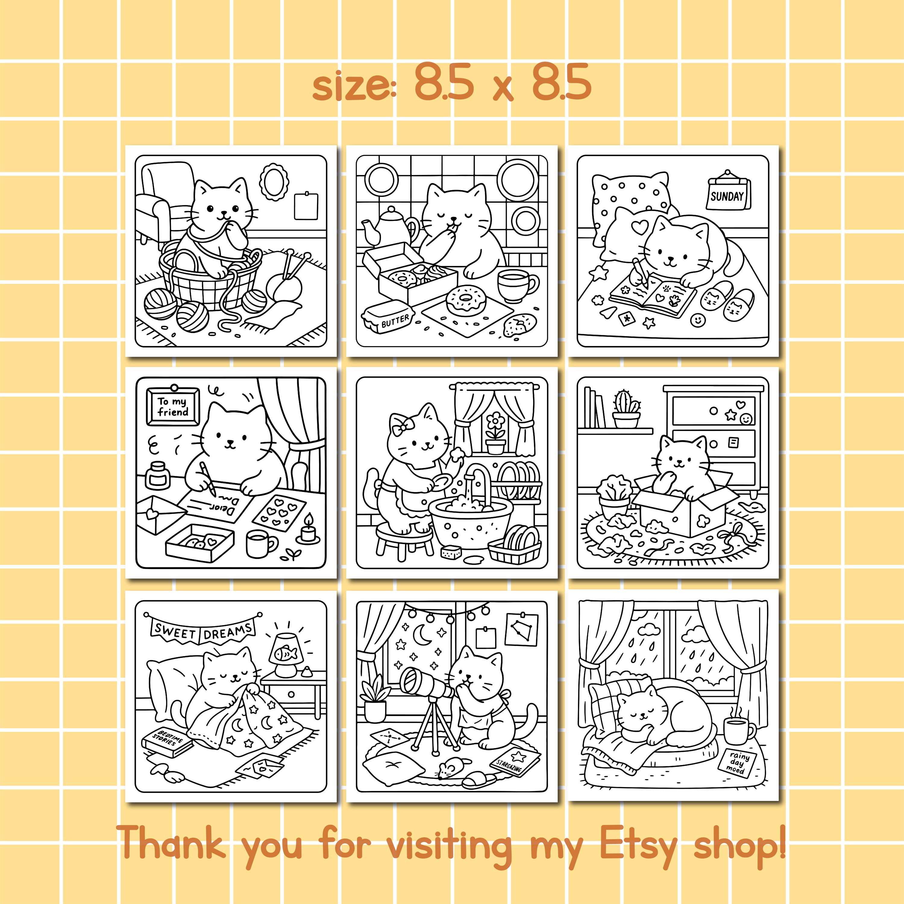 Cat Moment Coloring Book, Cat Life Coloring Pages, Meow Moment, Bold ...
