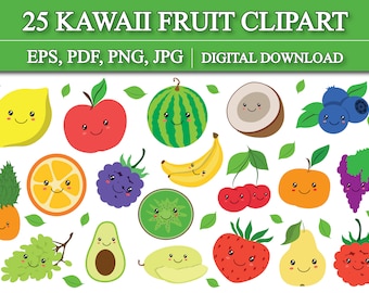 Kawaii Cute Fruit PNG Bundle - Etsy UK