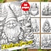 Santa Gnomes Coloring Pages, Christmas Gnomes Coloring Pages, Grayscale ...