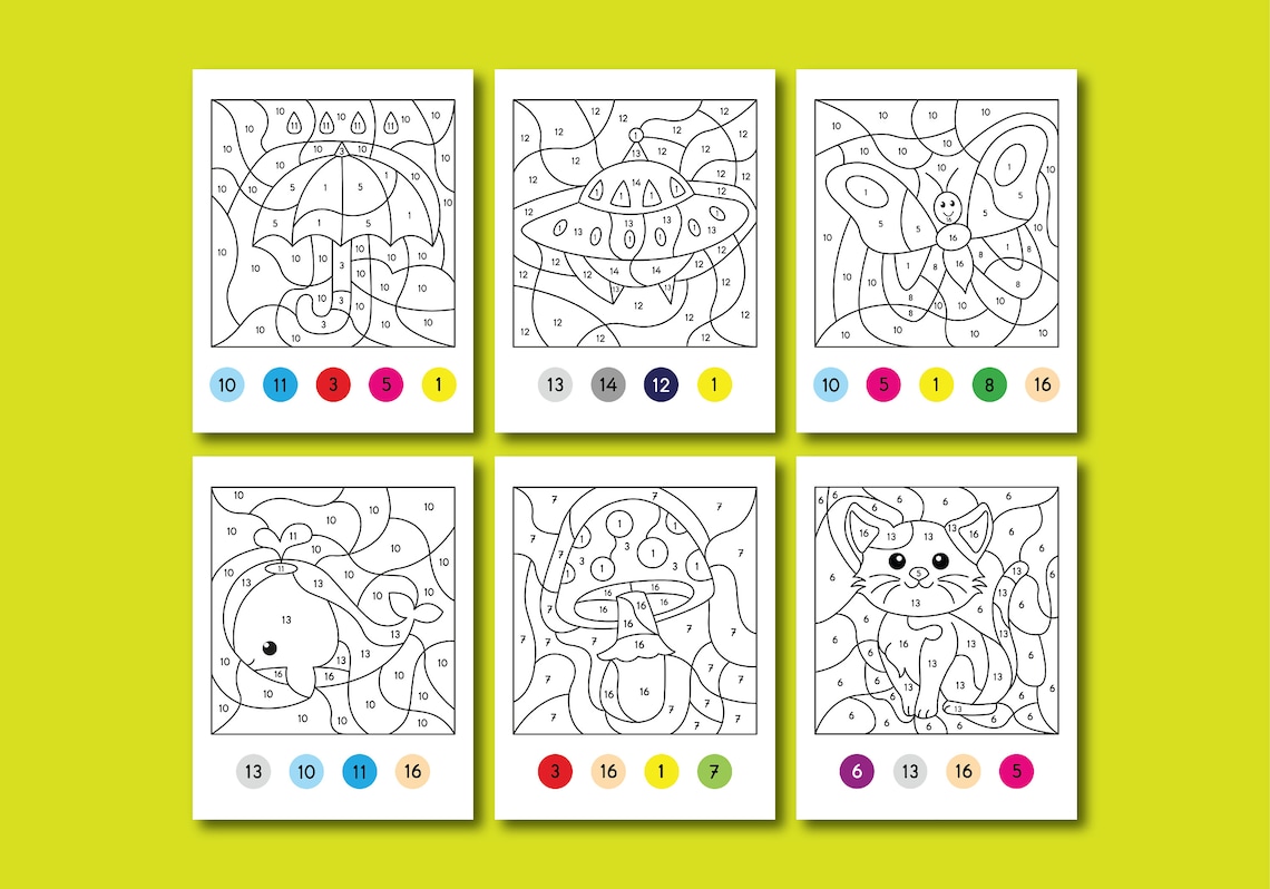 Kids Coloring Page: Color by Number Printable Coloring Page, Animal ...