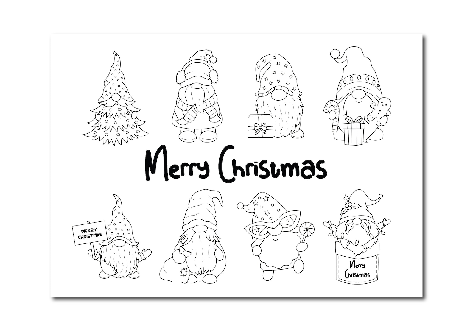 Adult and Kids Coloring Book: Santa Gnomes Coloring Pages, Dwarf Gnomes ...