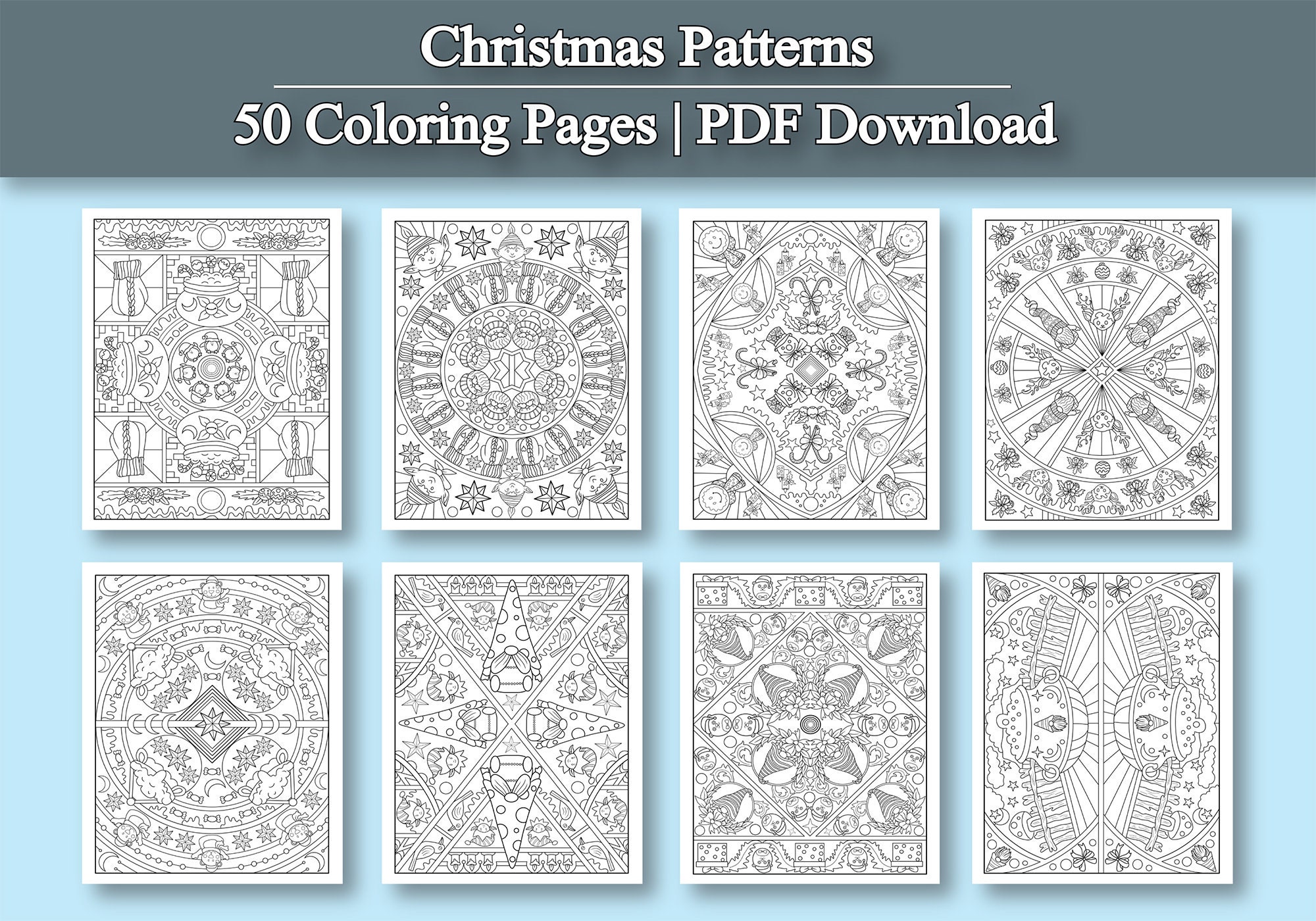 Adult Coloring Book: Christmas Patterns Coloring Pages for Adults | 50 ...