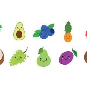 25 Kawaii Fruit Clipart, Cute Fruit Doodle, Cute Fruit Png, Cute ...