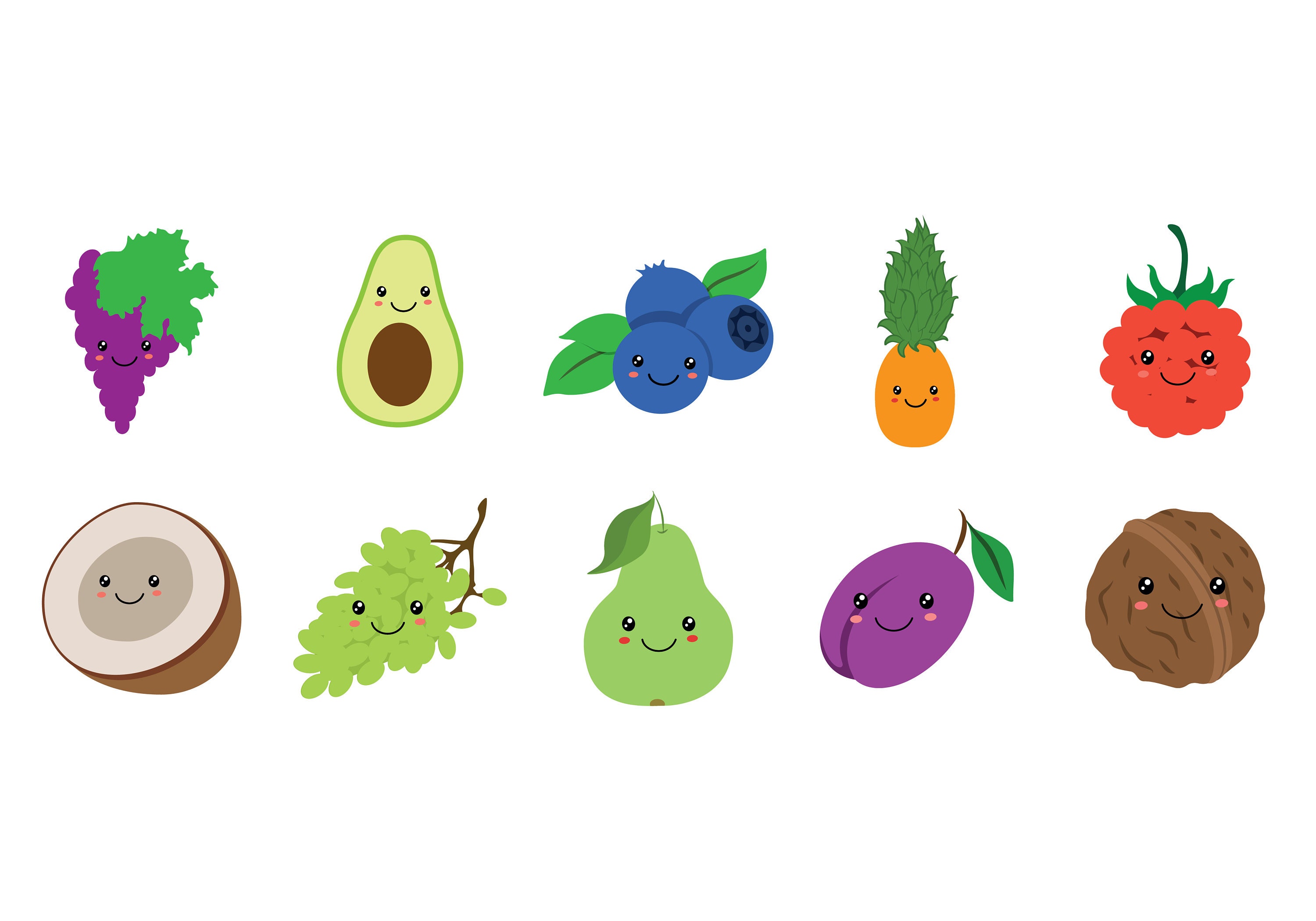 25 Kawaii Fruit Clipart, Cute Fruit Doodle, Cute Fruit Png, Cute ...
