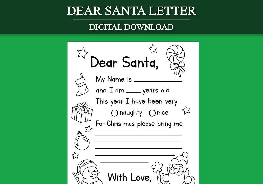 Dear Santa Letter for Kids, Christmas Kids Activities, A Dear Santa ...