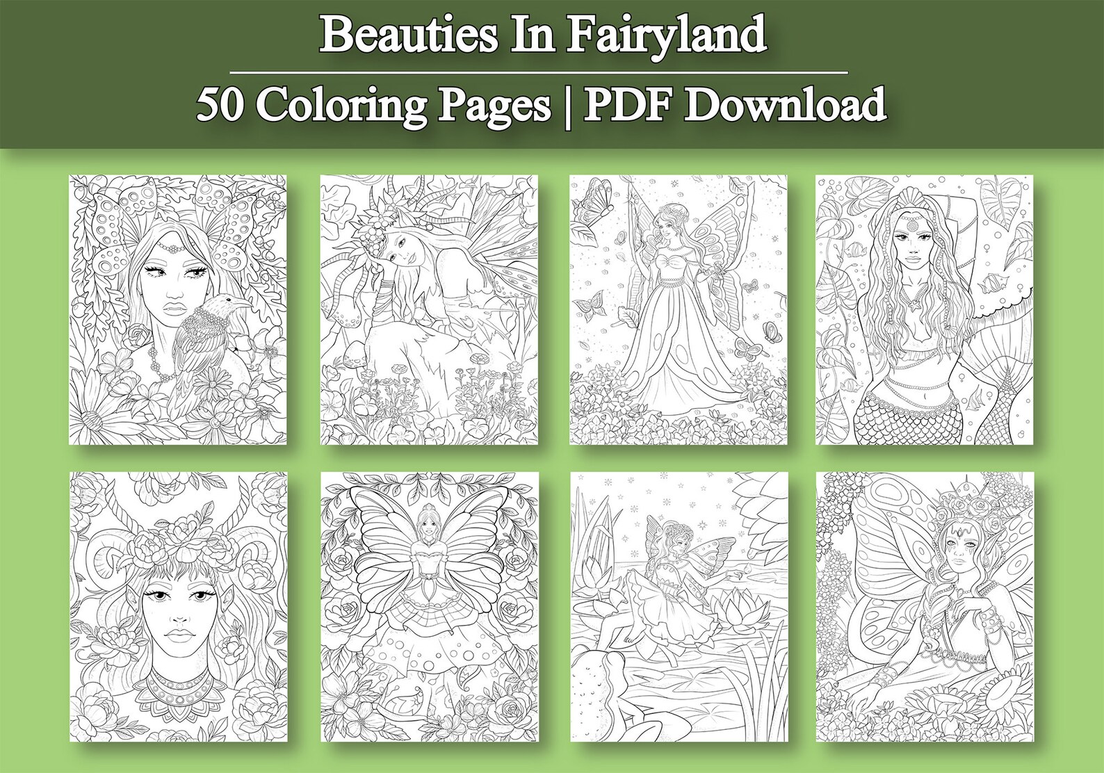 Adult Coloring Book: Beauties in Fairyland Adult Coloring Pages | 50 ...
