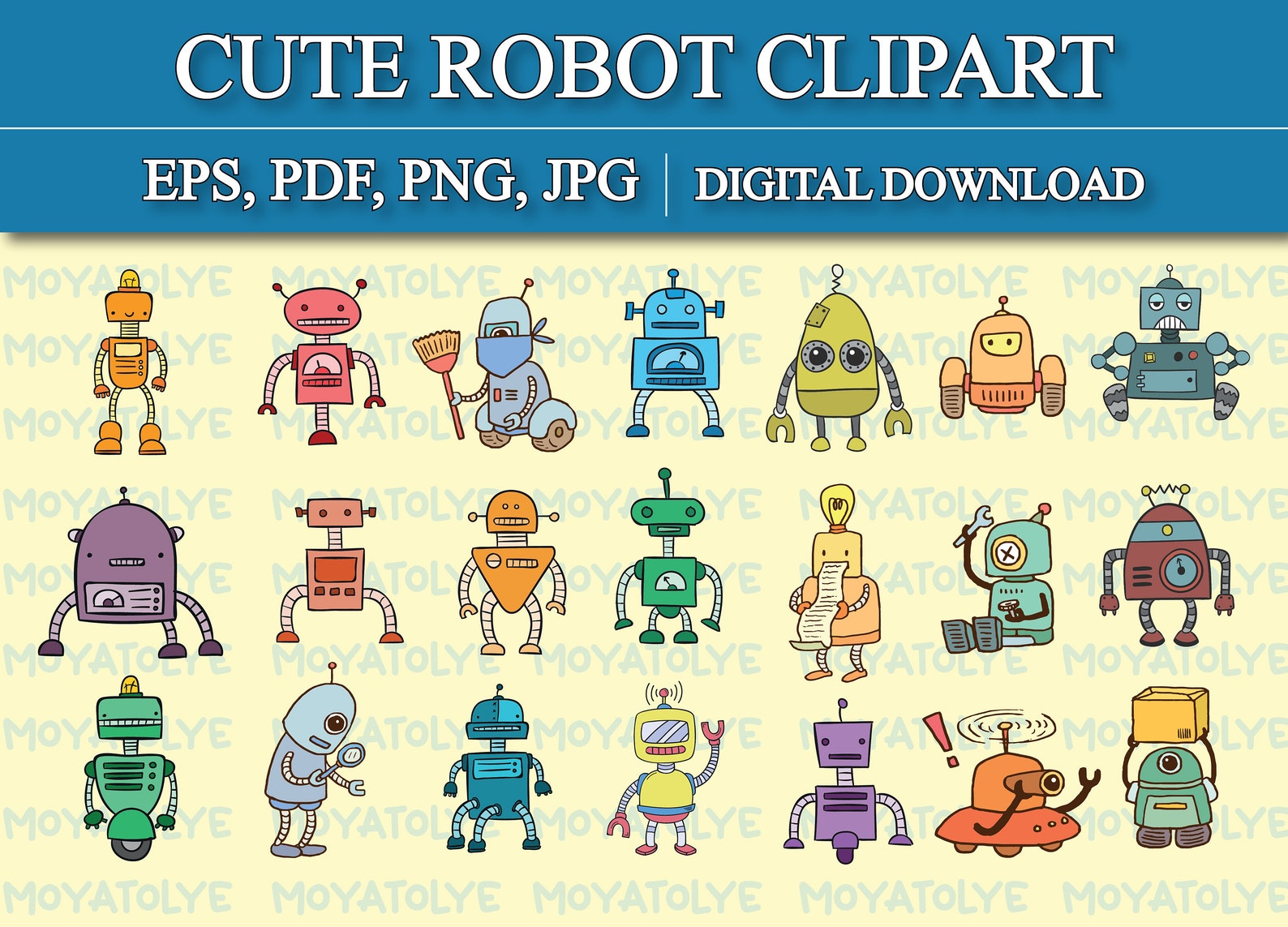 Cute Robot Clipart, Cute Robot PNG, Robots EPS, Robot Vector, Robots ...