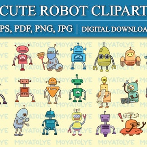 Cute Robot Clipart, Cute Robot PNG, Robots EPS, Robot Vector, Robots ...