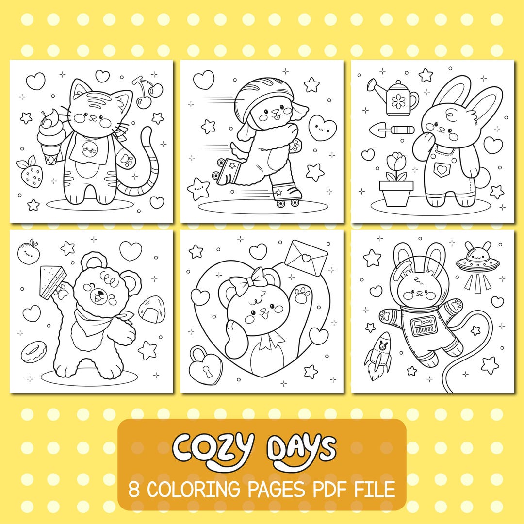 Cozy Days Coloring Pages | Super Cute Coloring Pages | 8 Coloring Pages ...