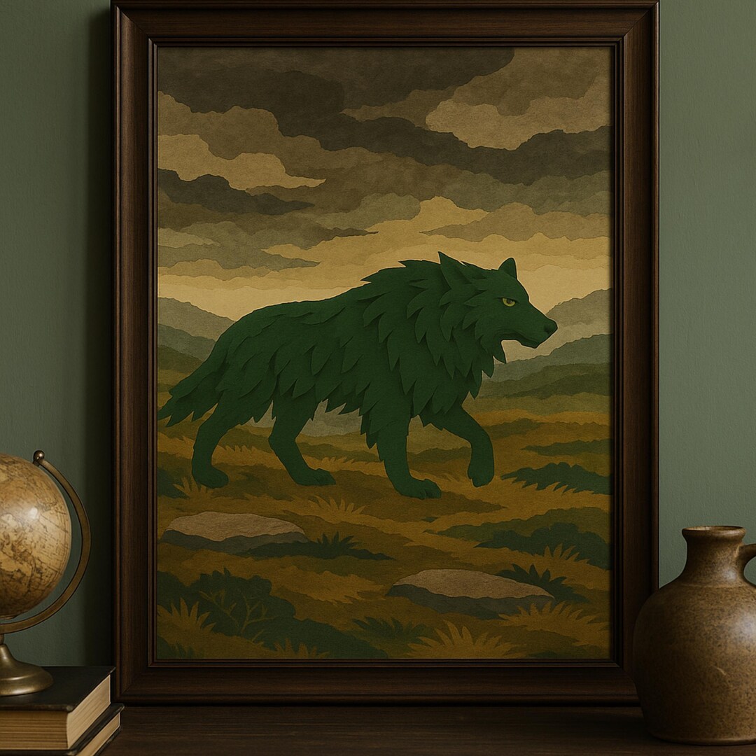 The Cu Sith Printable Wall Art – Celtic Folklore Green Spirit Wolf ...