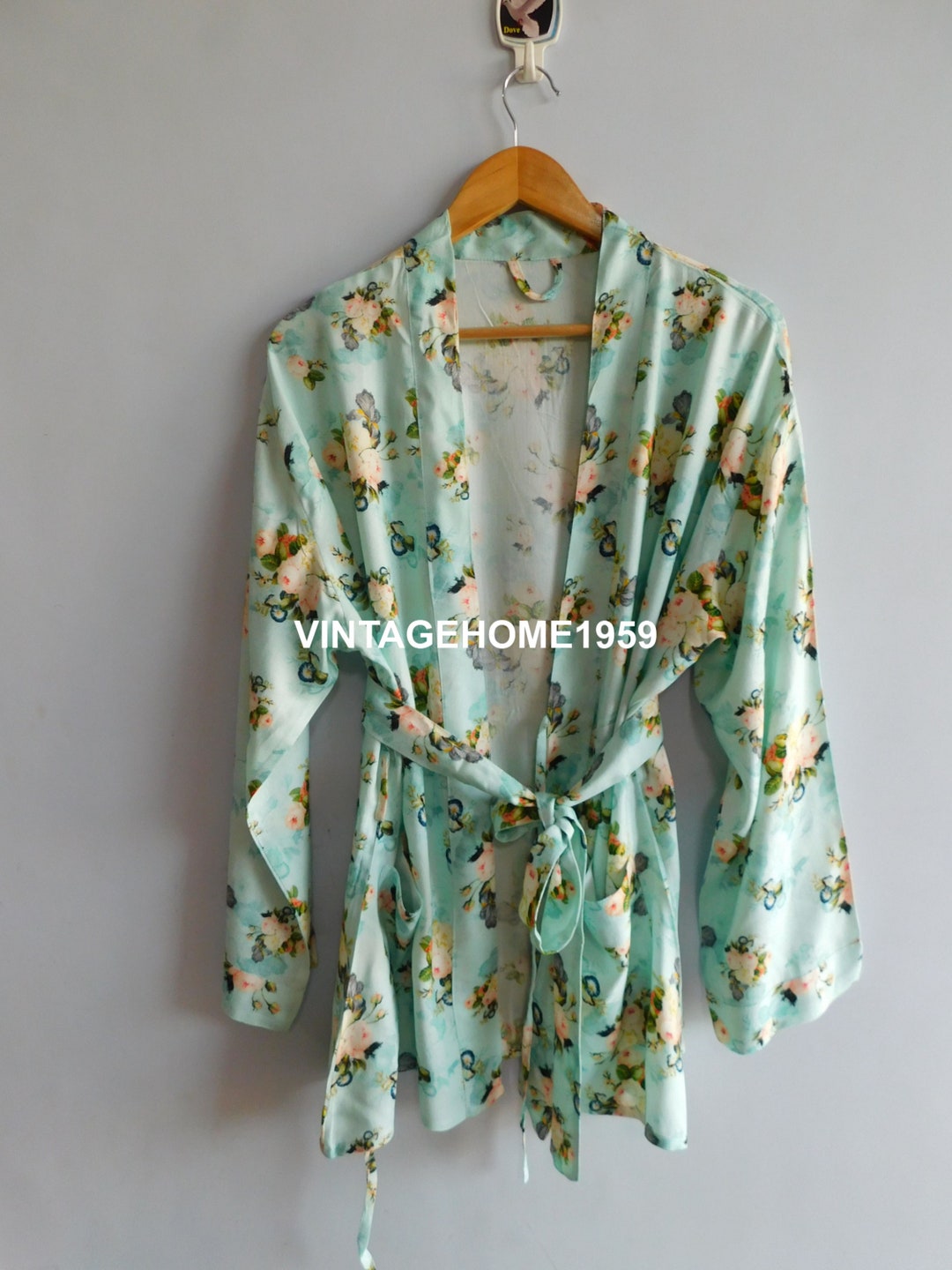 Women Floral Print Short Robe, Digital Print Kimono , Sexy Boho Casual ...