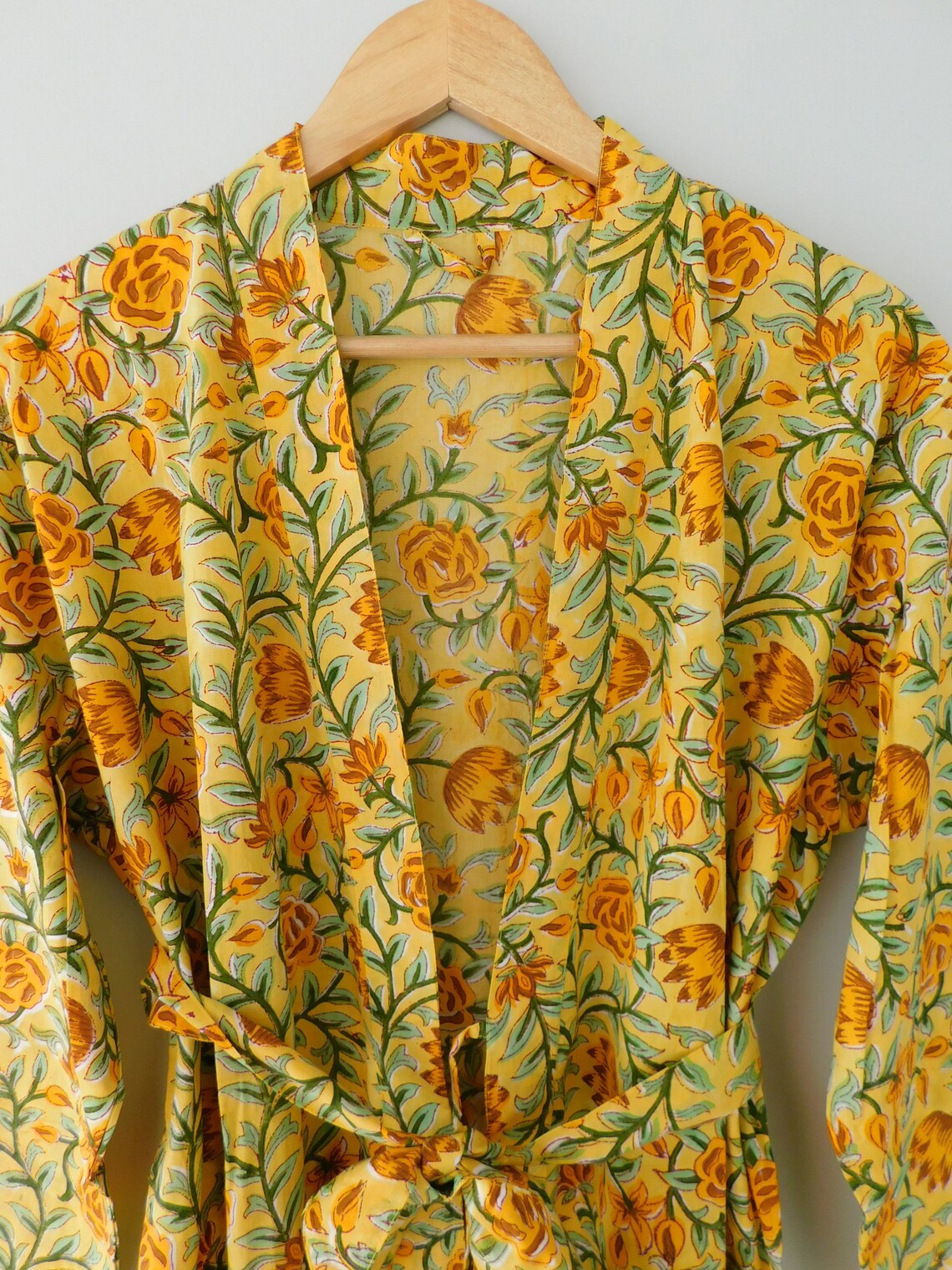 Cotton Hand Block Printed Floral Women Kimono Bridesmaid Robe - Etsy