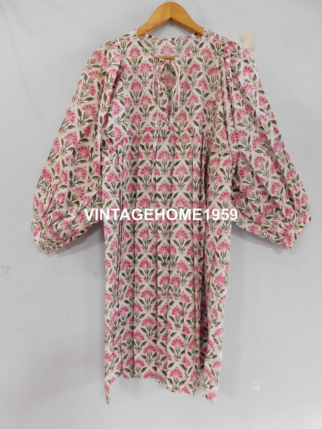 Hand Block Print Women Dress Short Kurtis Floral Casual Tunic Maternity ...