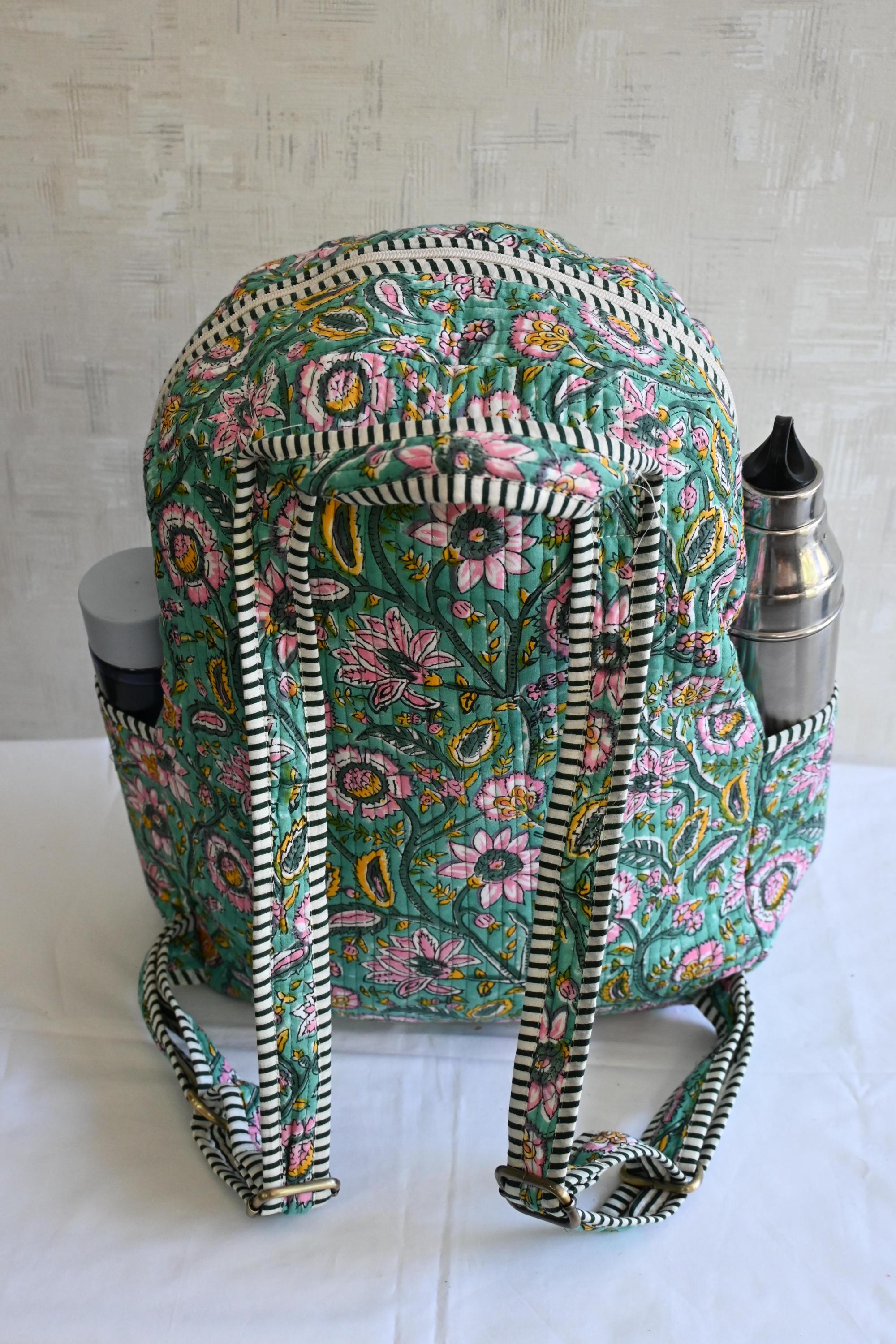 Indian Cotton Quilted Backpack Unisex Travel Bags Casual School Bags ...