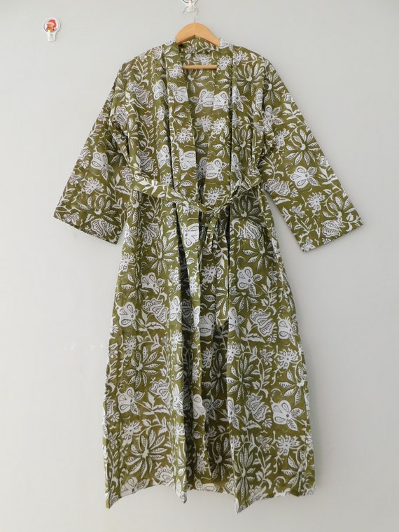 Indian Cotton Hand Block Printed Floral Print Kimono - Etsy