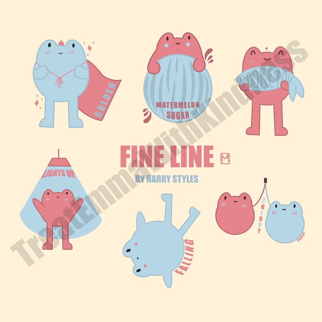 Fine Line- Digital Frog Poster - Etsy