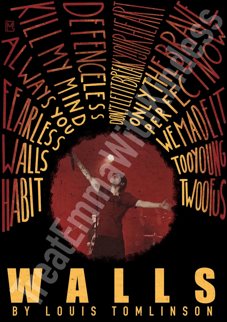 Walls - Louis Tomlinson- Digital Poster - Etsy