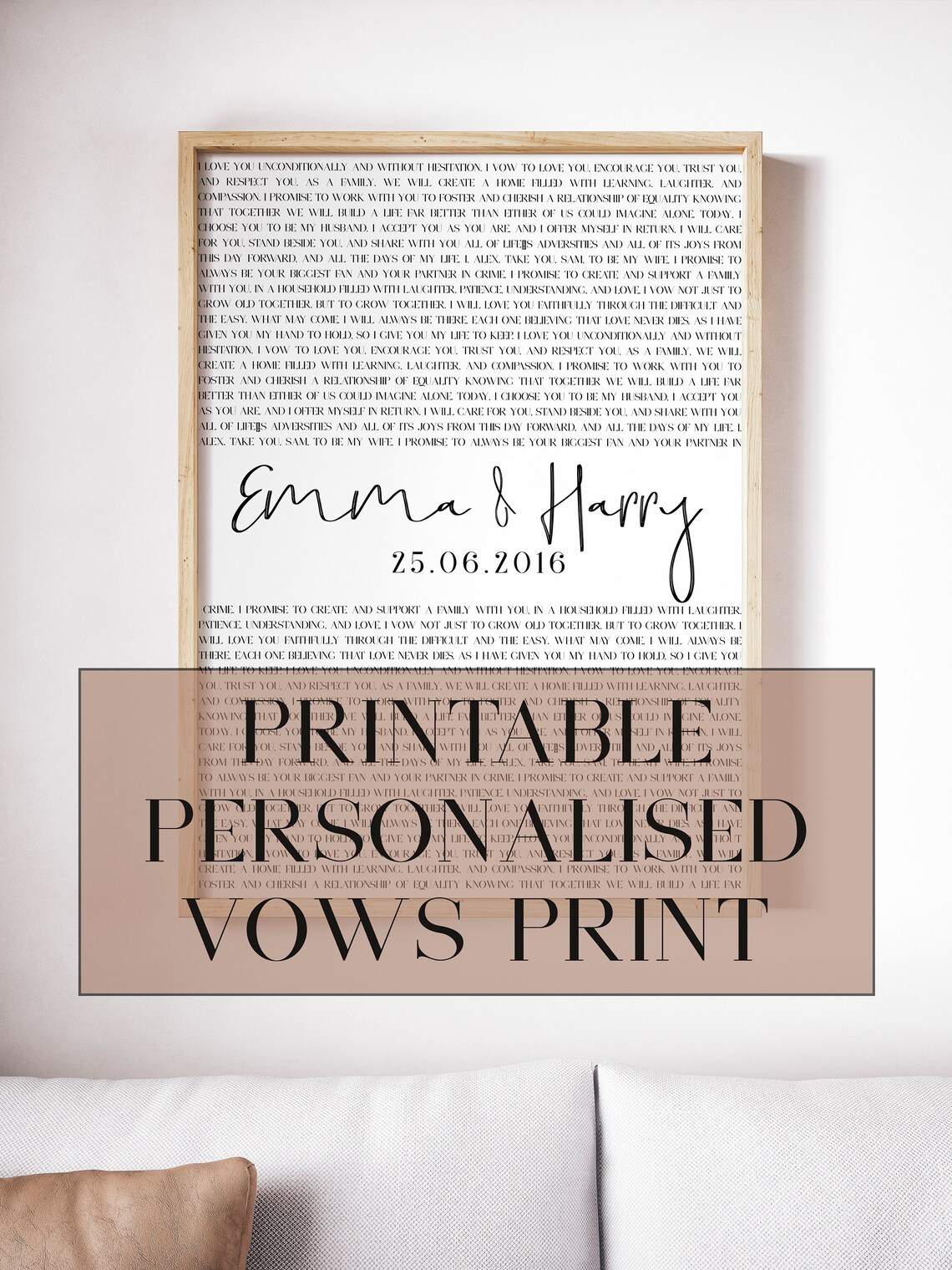 Personalised Wedding Vows Print Custom Vows Printable | Etsy