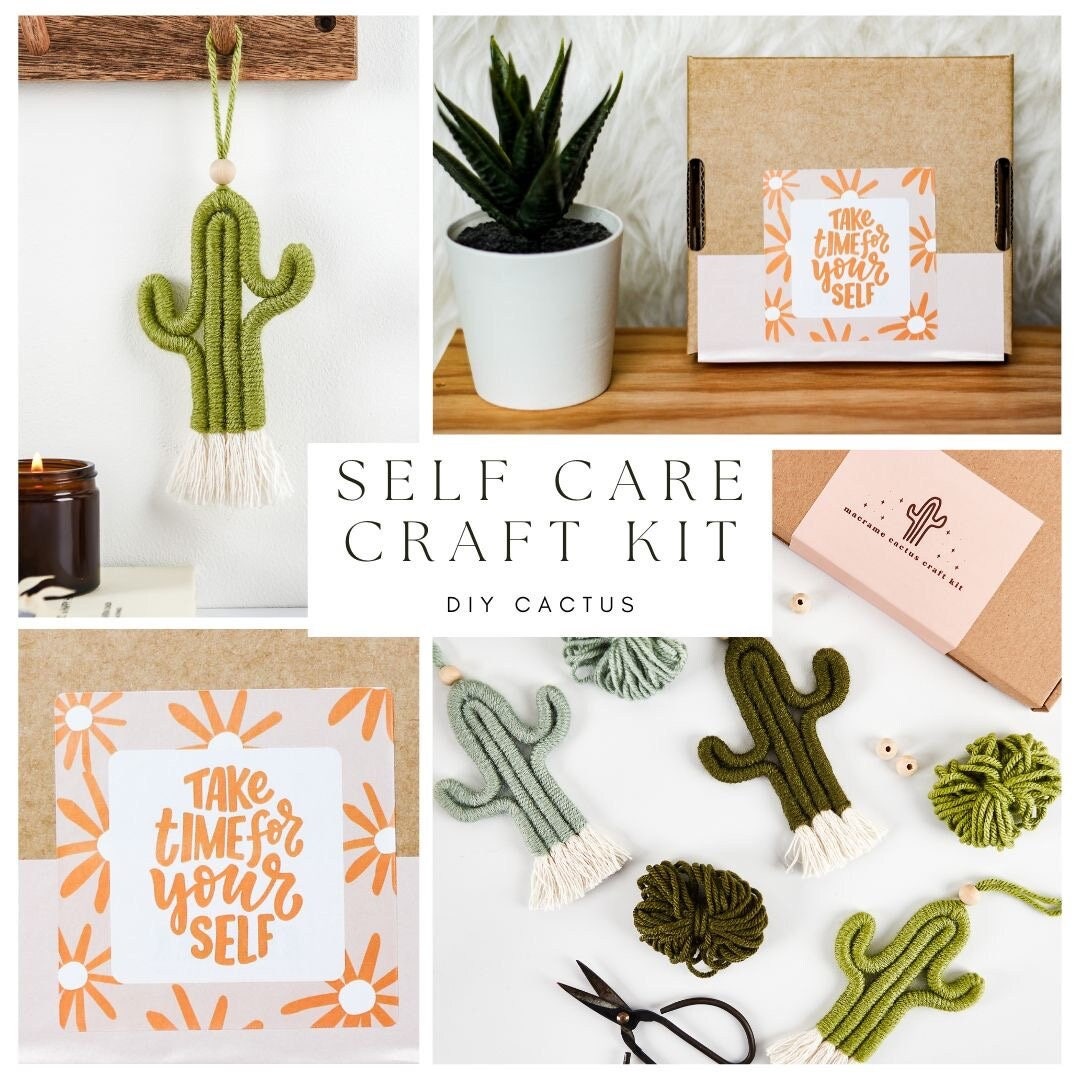 Self Care Macrame Cactus Craft Kit - Etsy