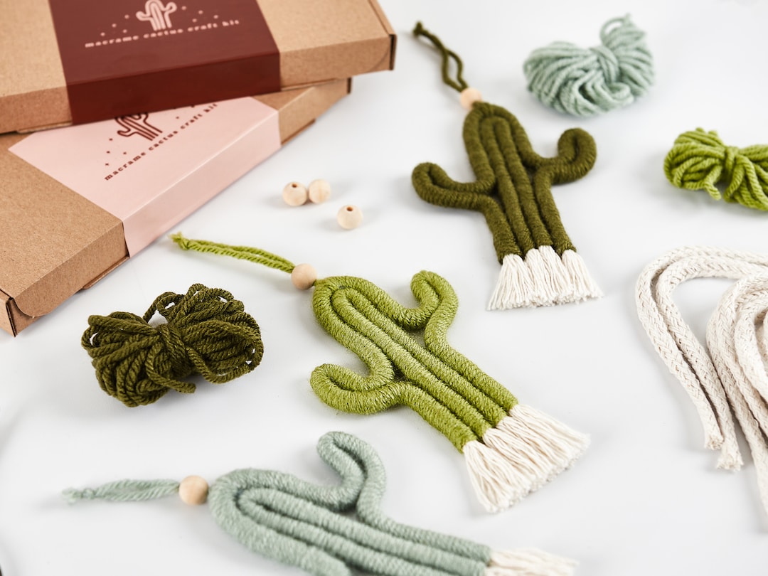 Mini Macrame Cactus Trio Craft Kit - Etsy