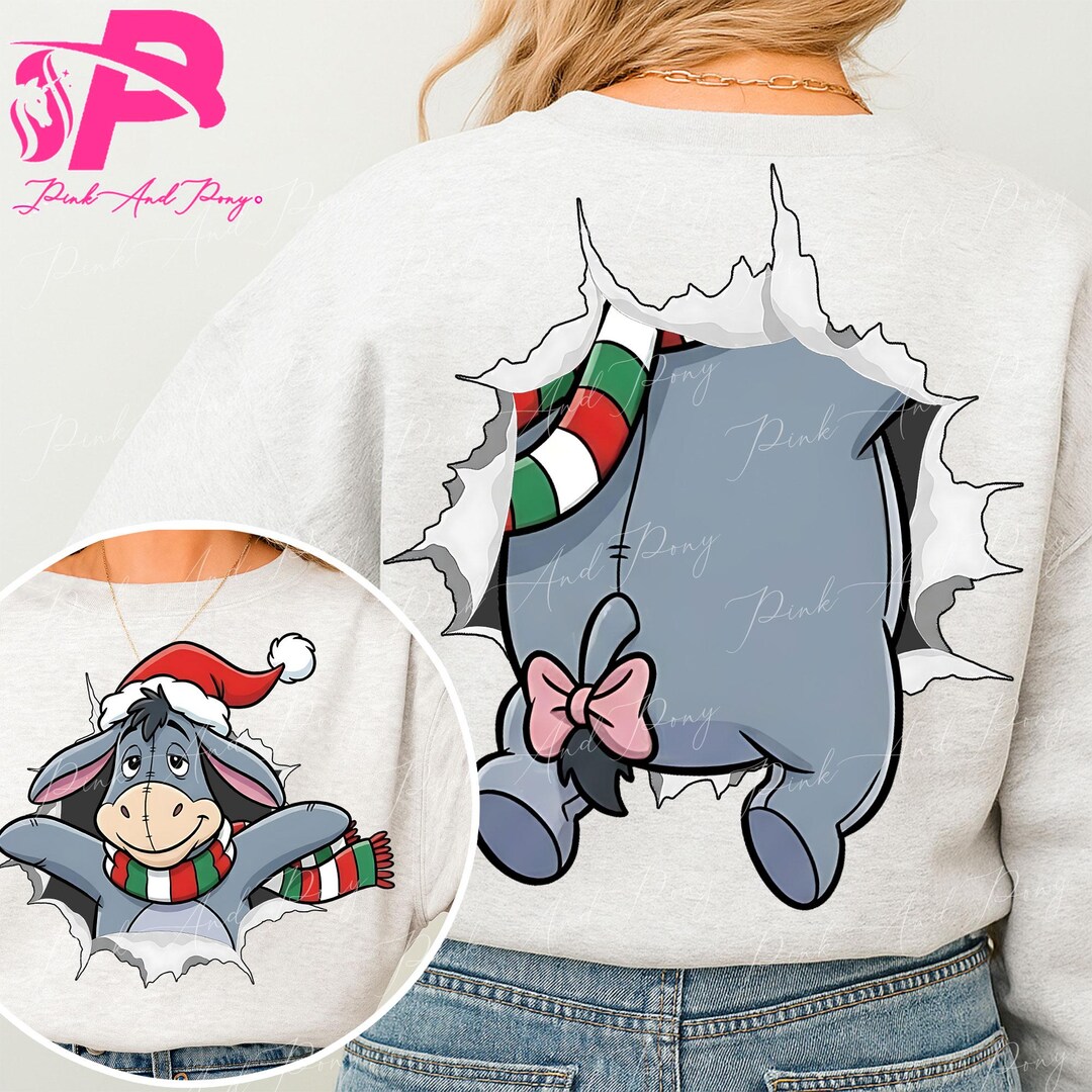 Funny Donkey Christmas Ripped Hole PNG, Cute Holiday Character Front ...