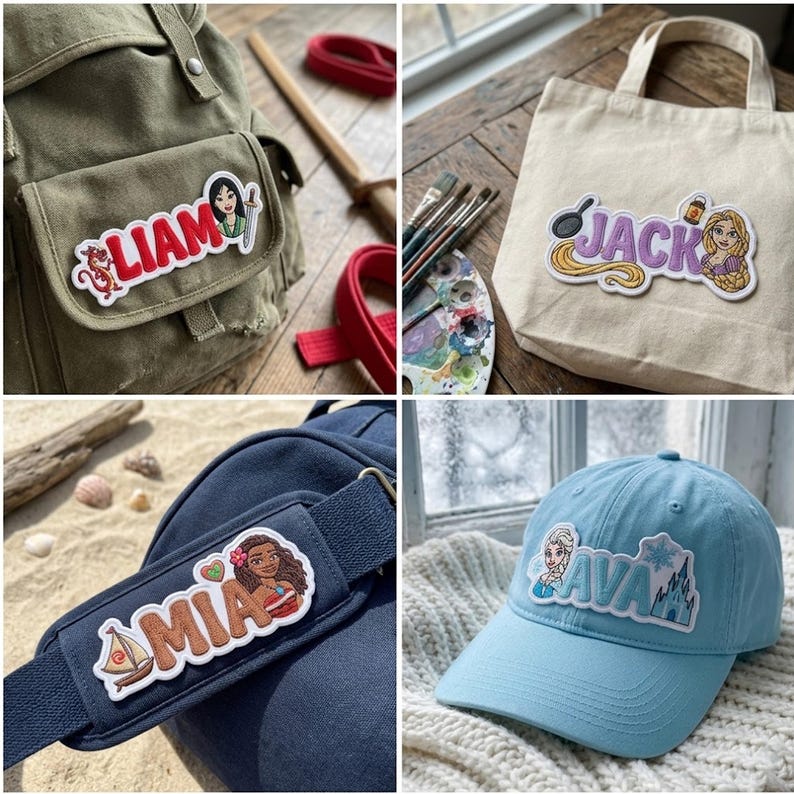 Custom Name Disney Princess Embroidery Patch, Ariel Elsa Belle Iron on ...