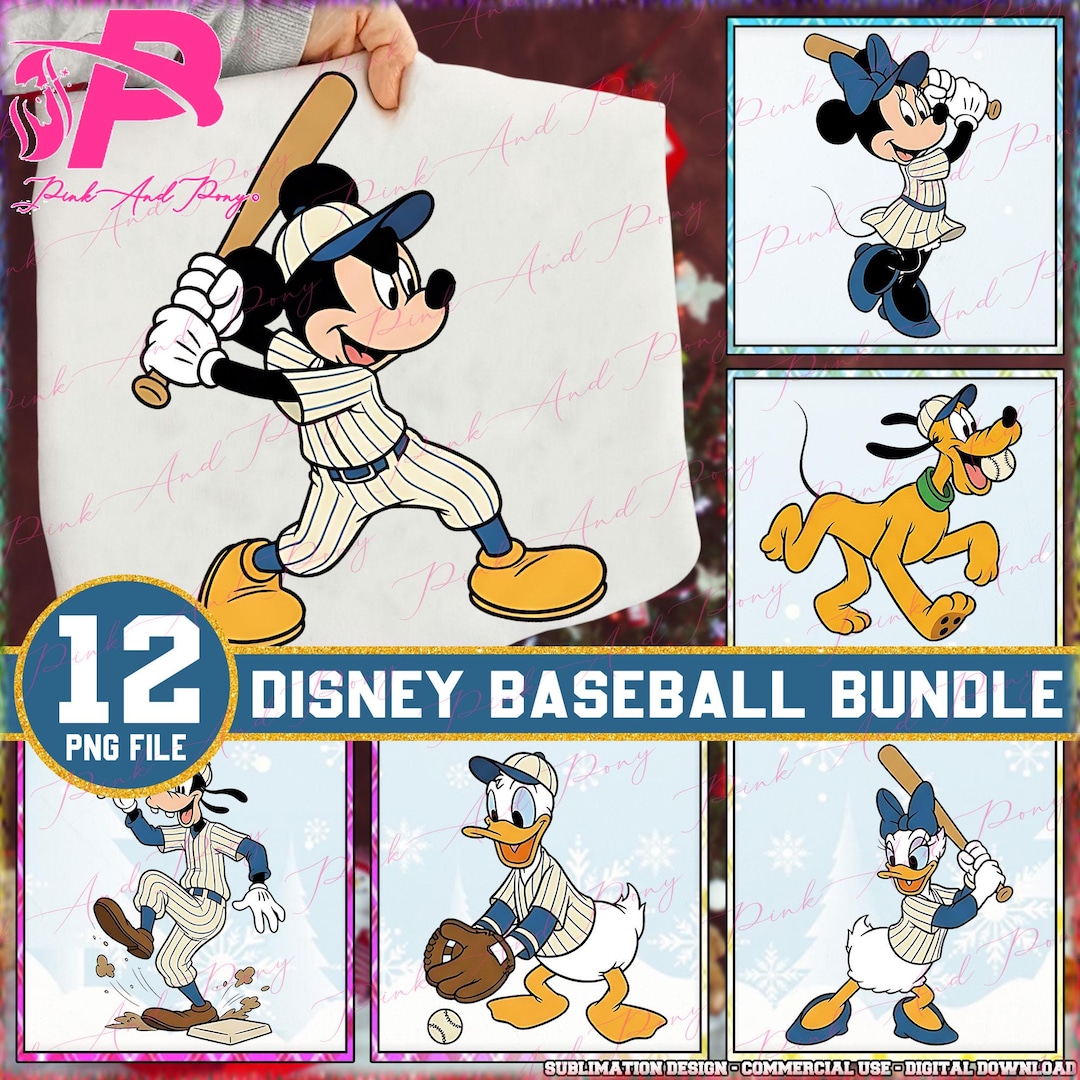 12 Cute Baseball Team PNG Bundle, Cartoon Baseball Characters Design ...