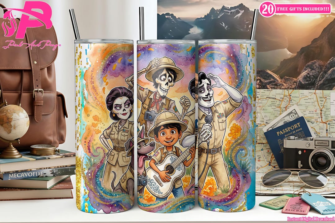 Safari Adventure Disney Band 20oz Skinny Tumbler Sublimation Design PNG ...