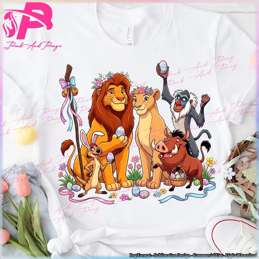 Cute Easter Disney Lion PNG, Cartoon Characters in Easter Outfits ...