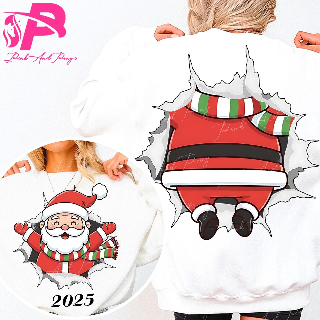 Funny Santa Christmas Ripped Hole PNG, Cute Holiday Character Front ...