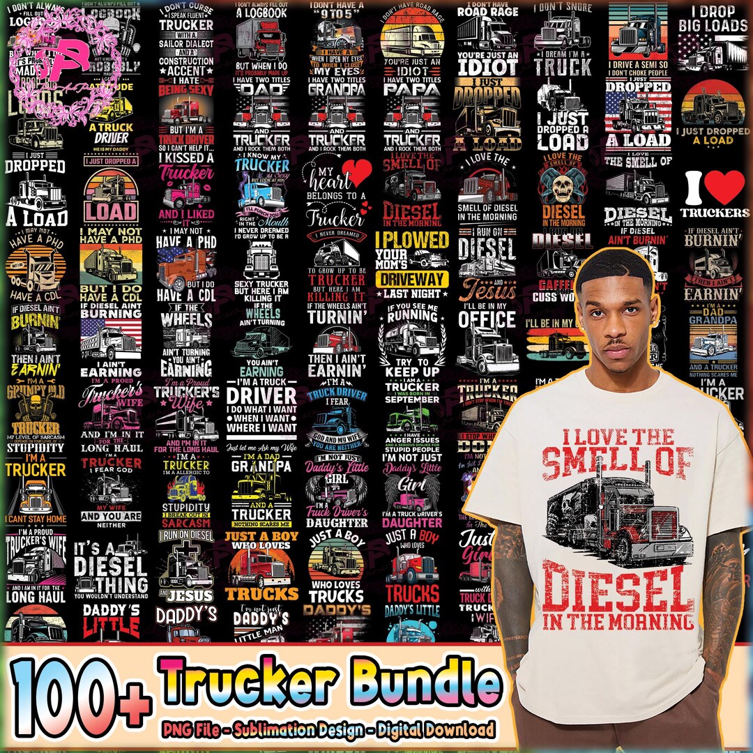 Trucker Driver PNG Bundle, Truck Png, Trucker Life Png, Funny Trucker ...