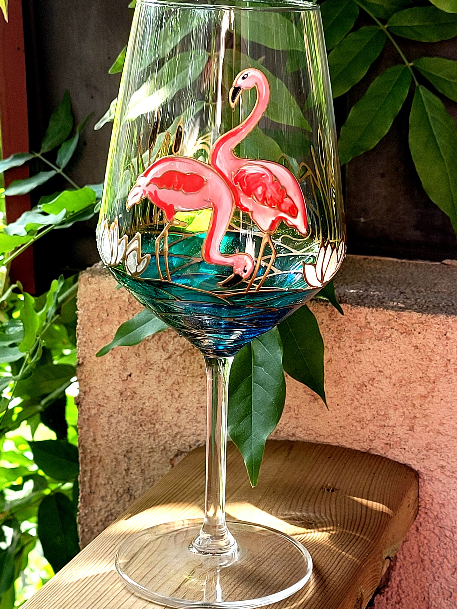 Pink Flamingo Wine Glasspersonalized Bird Wine Glasshand Etsy