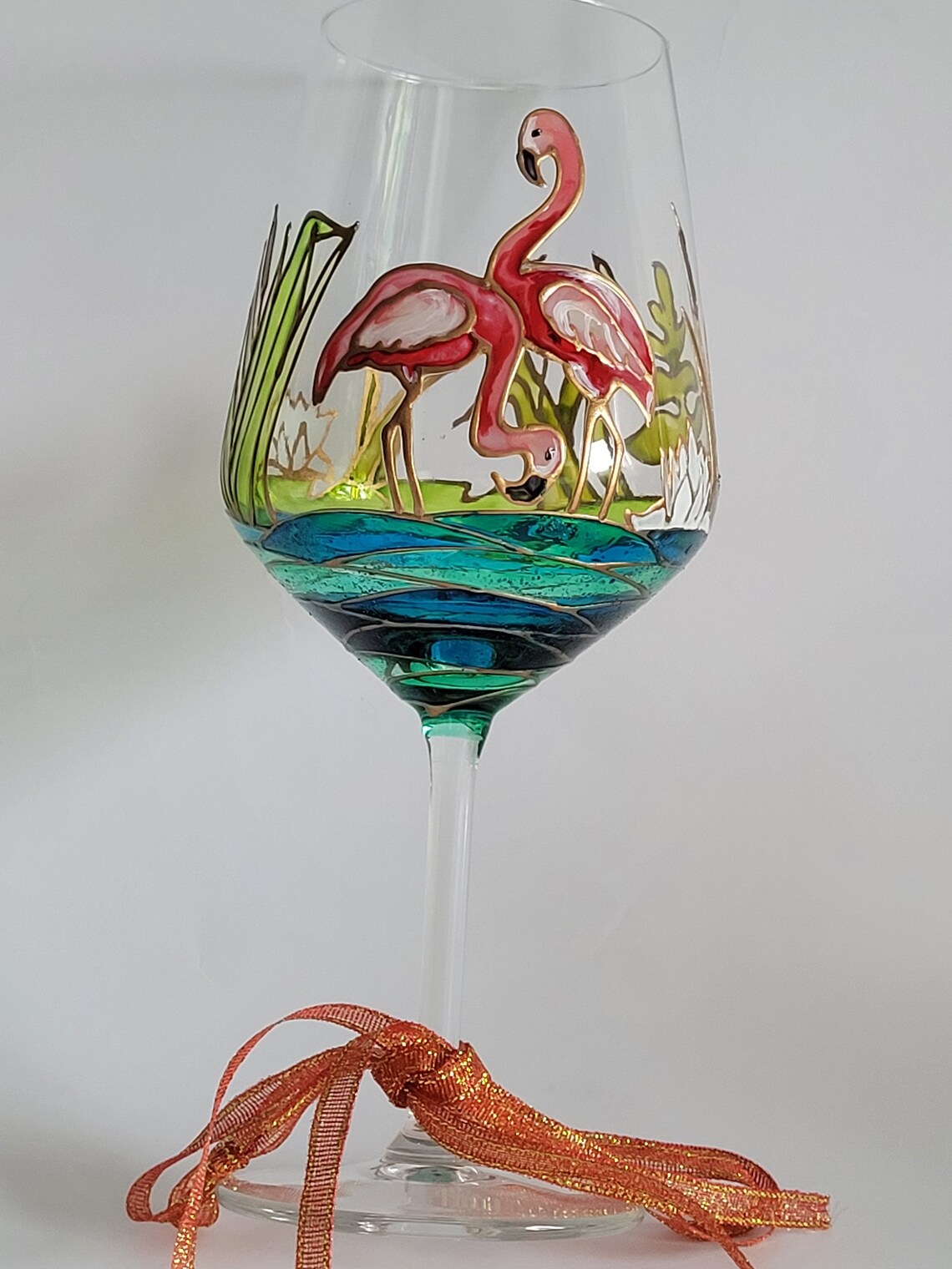 Pink Flamingo Wine Glasspersonalized Bird Wine Glasshand Etsy