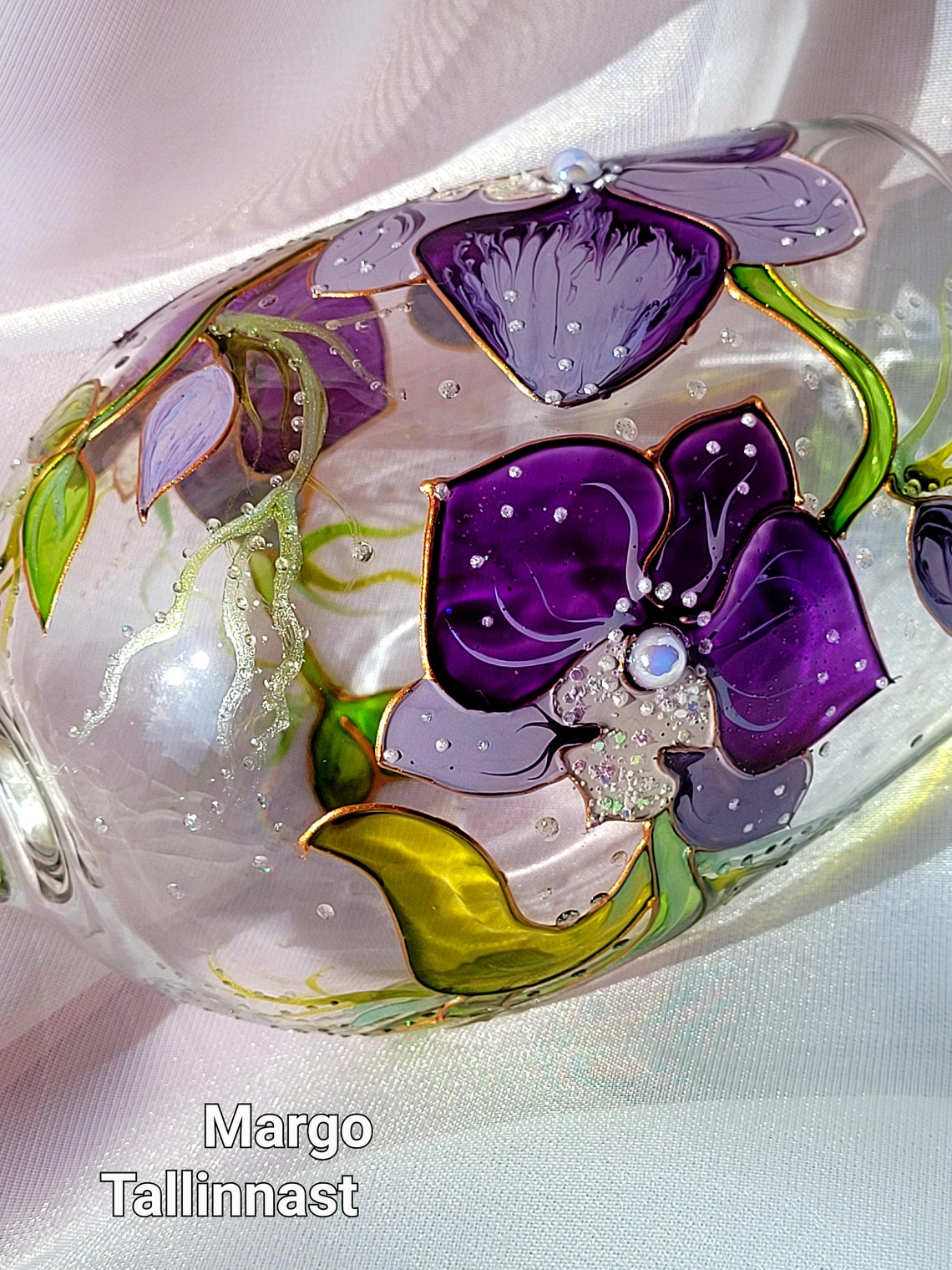 Orchid Wine Glass. Hand Painted Floral Wine Glass. Botanical - Etsy