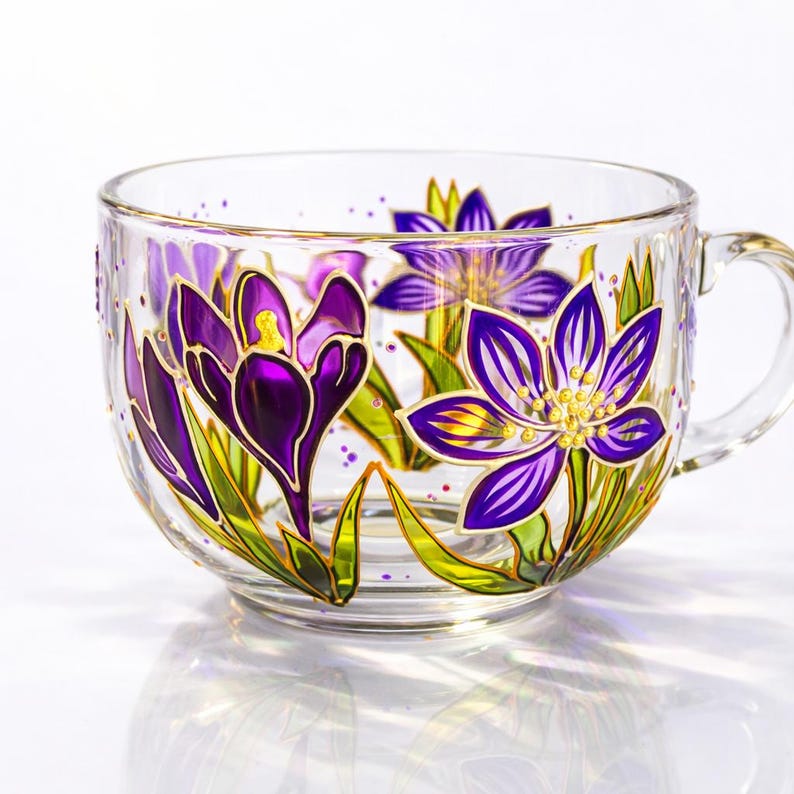 Hand-painted Purple Crocuses Tea Cup: Crocus Painting, Stained Glass ...