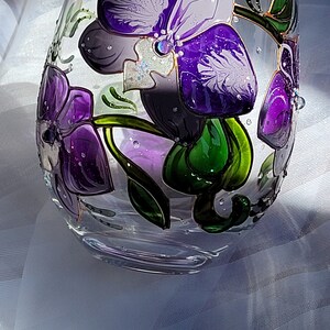 Orchid Wine Glass Hand Painted Floral Wine Glass Botanical - Etsy