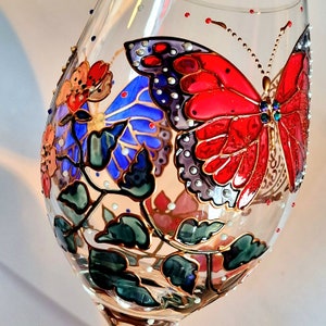 Monarch Butterfly Wine Glass Hand Painted Wine Glass With - Etsy