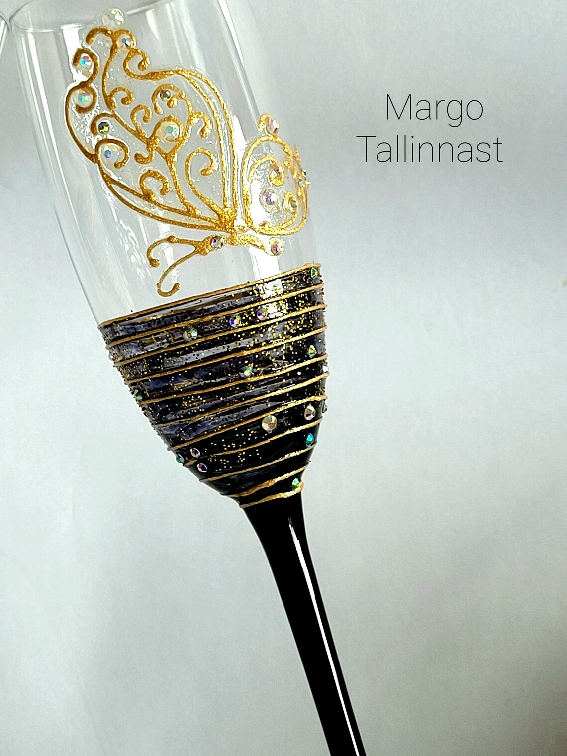 Gold Lace Butterfly wedding toast Glasses. Wedding champagne | Etsy