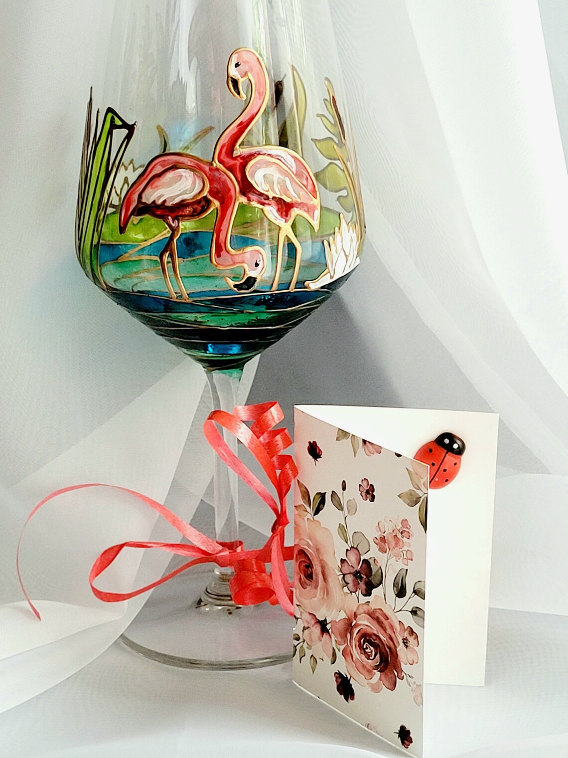 Pink Flamingo Wine Glasspersonalized Bird Wine Glasshand Etsy
