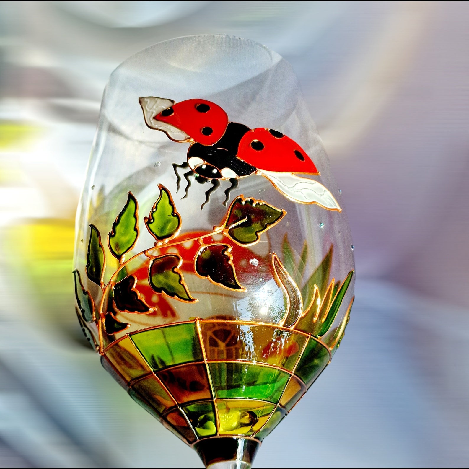 Hand Painted Mushroom Wine Glass: Personalized Ladybug Gift. - Etsy