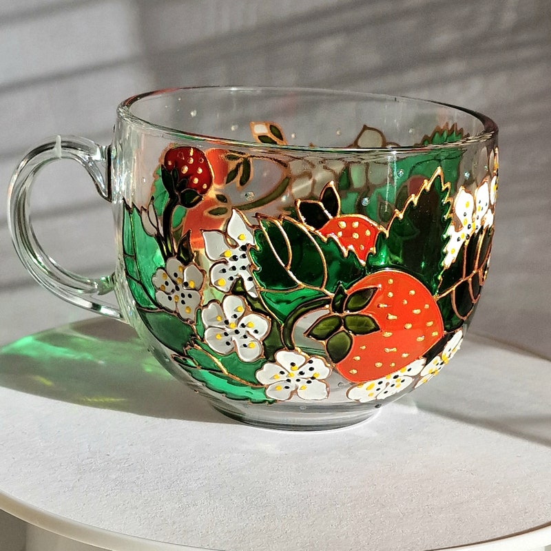 Painted Glass Mug - Etsy