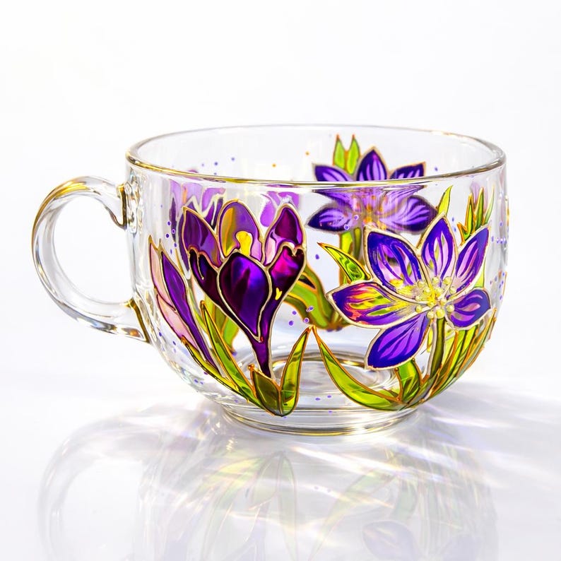 Hand-painted Purple Crocuses Tea Cup: Crocus Painting, Stained Glass ...