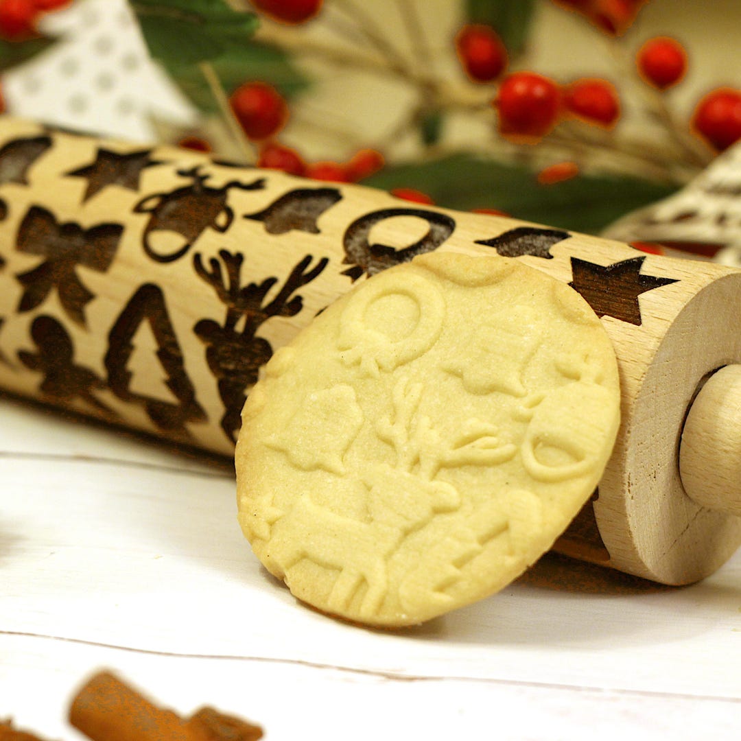 Laser Engraved Christmas Rolling Pin, Holiday Cookie Embossing - Etsy