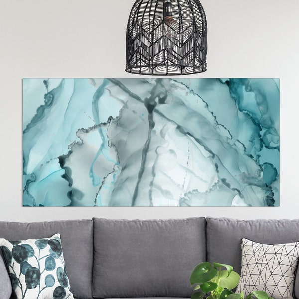 Turquoise Gray Art - Etsy
