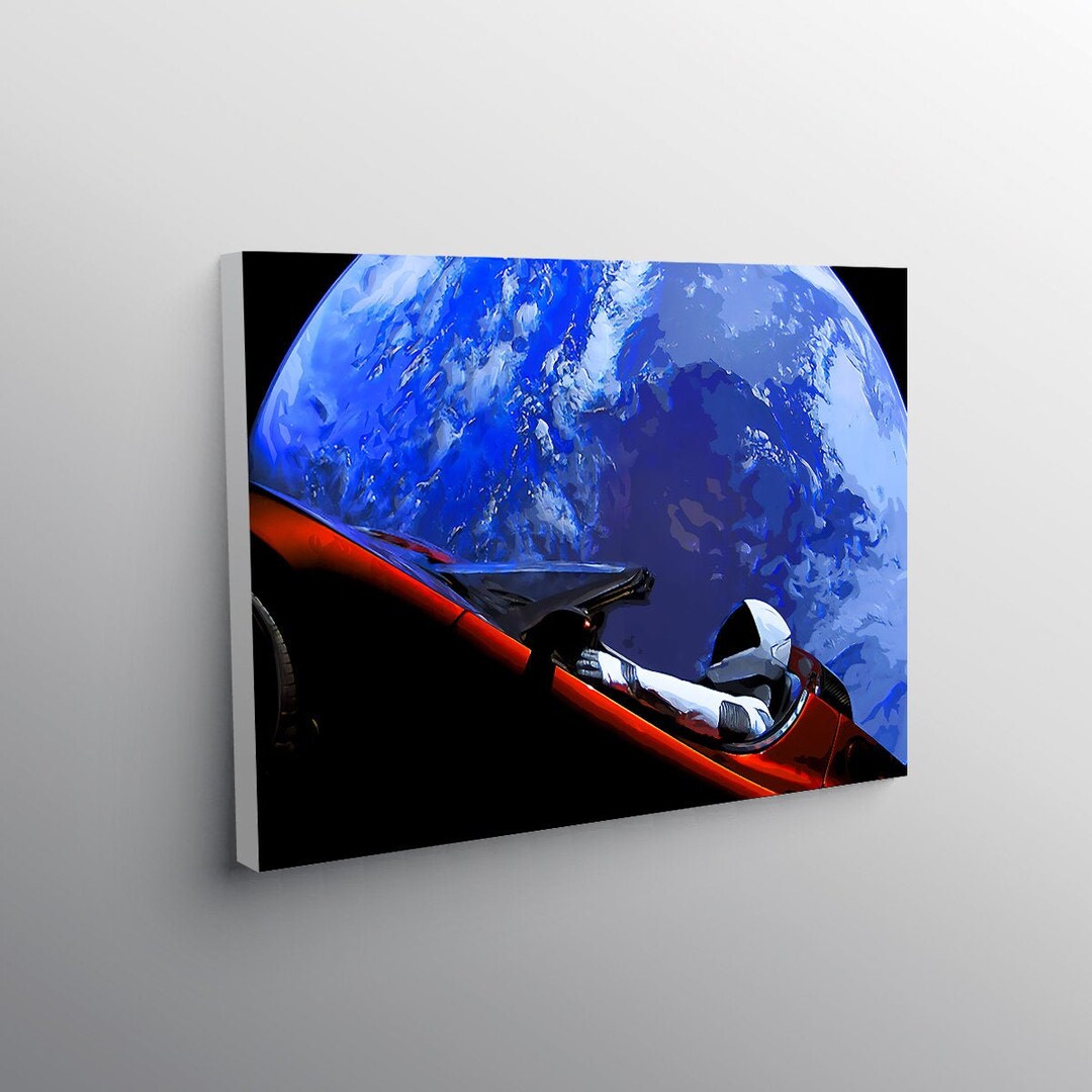Spacex Tesla Starman Canvas Print Elon Musk Xcar Tesla Roadster Space ...