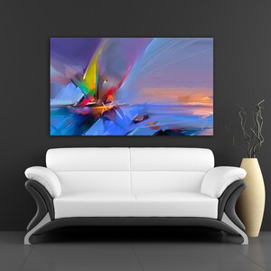 Abstract Sail Boat Sunset Canvas Print Ready to Hang Panoramic Wall Art ...
